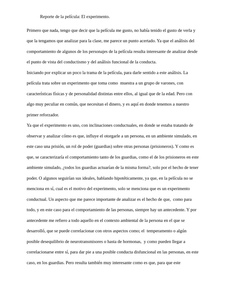 191811.reporte Sobre La Pelicula. El Experimento. | PDF | Desorden de personalidad antisocial ...