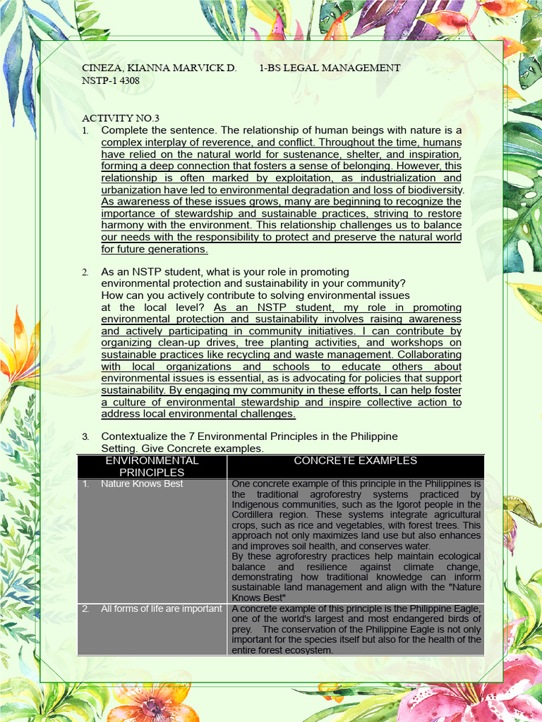 NSTP Lesson4 Act3 2 | PDF | Agriculture | Sustainability