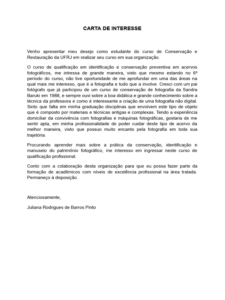 Carta de Interesse | PDF