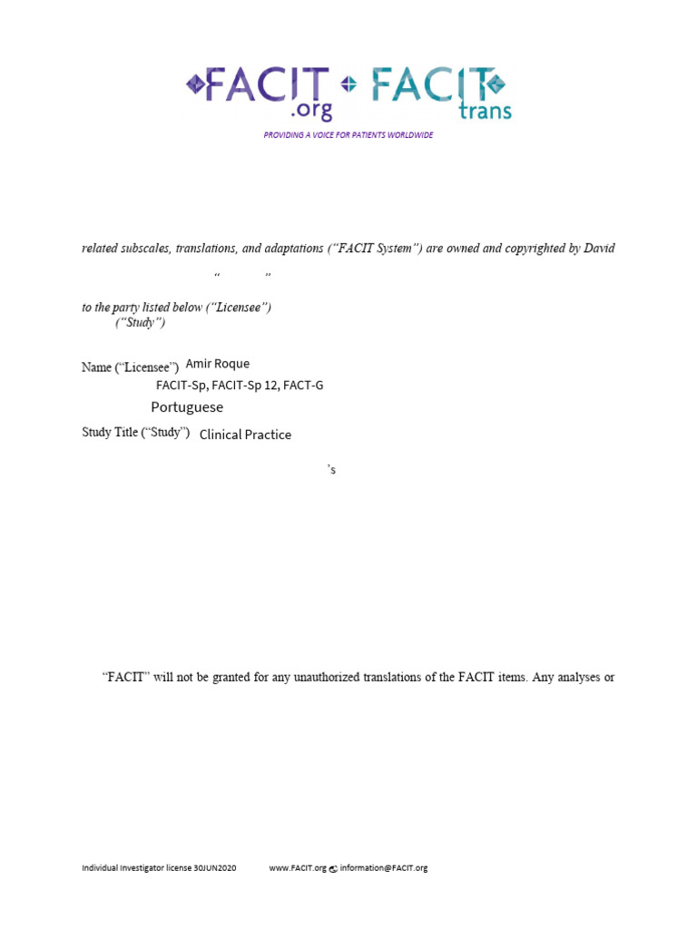 FACIT License For Individual Investigators - 30jun2020 - Encrypted | PDF | License | Monopoly ...