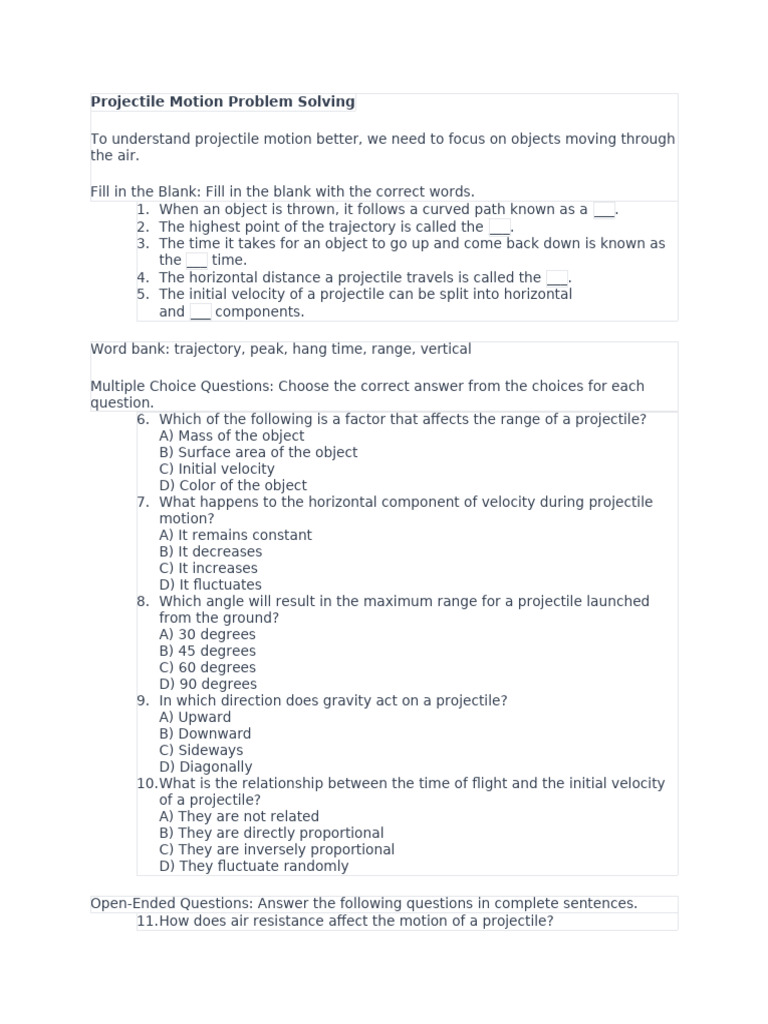 Projectile Motion Problem Solving | PDF | Projectiles | Physical Quantities