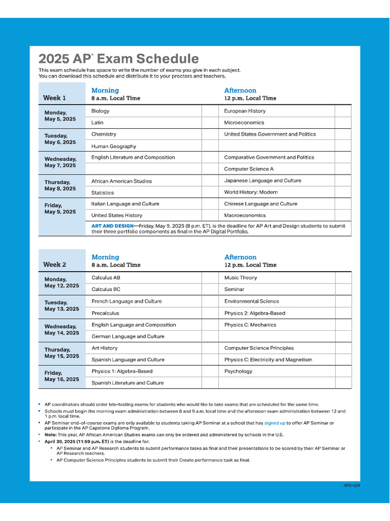 3. 2025 AP Exam Schedule | PDF