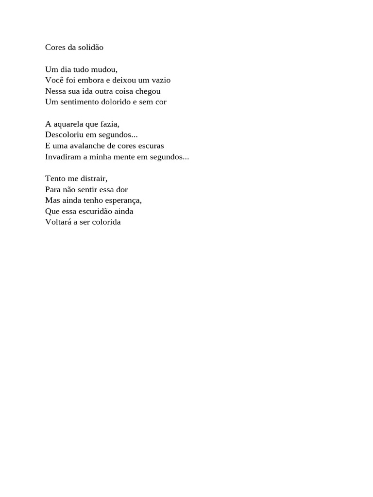 Cores da Solidão e Esperança | PDF