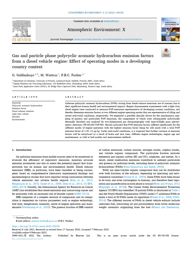 Gas and Particle Phase Polycyclic Aromatic Hydrocarbon Emissi - 2022 ... Gas and Particle Phase Polycyclic Aromatic Hydrocarbon Emissi - 2022 ...