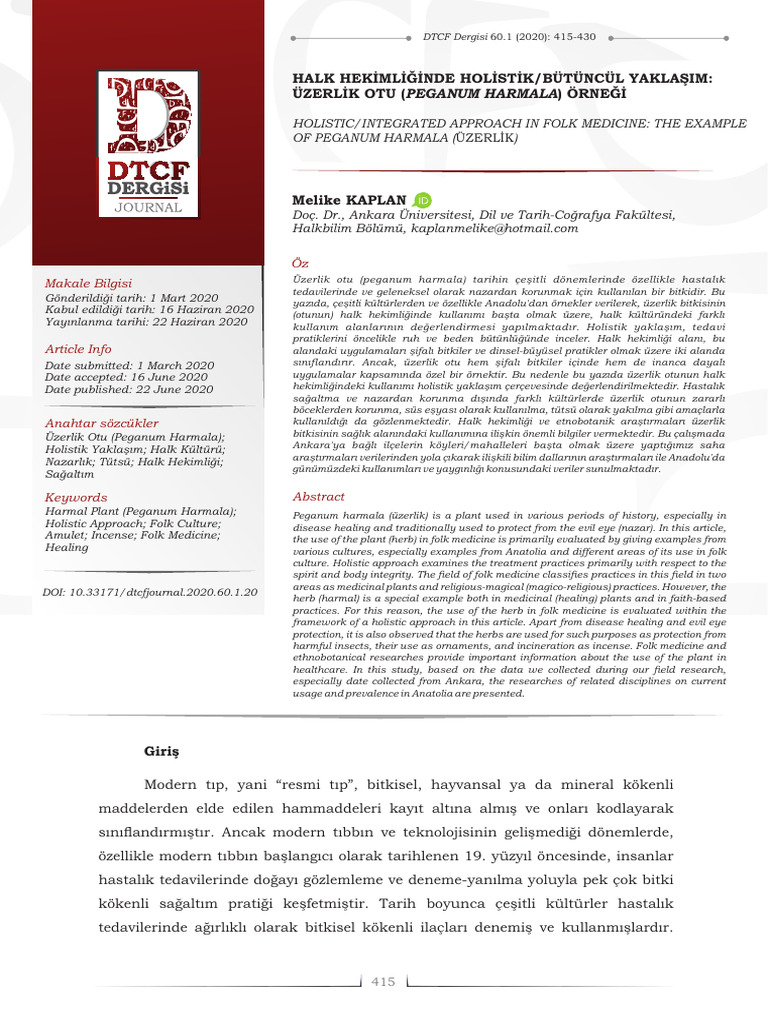 Halk Hek - ML - Nde Hol - ST - K-B - T - NC - L Yakla - Im - Zerl - K Otu Peganum Harmala - Rne ...