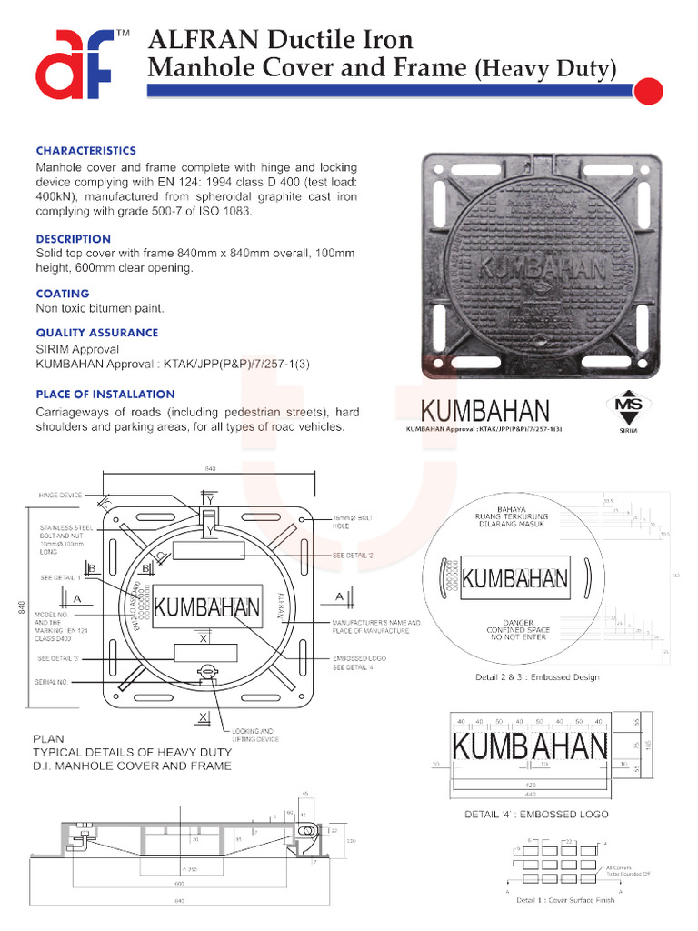 Ductile Iron Manhole Cover & Frame (Heavy Duty) | PDF