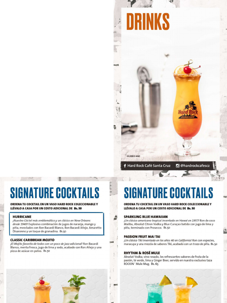 MenÃº Drinks Hard Rock SCZ v11 - Compressed | PDF