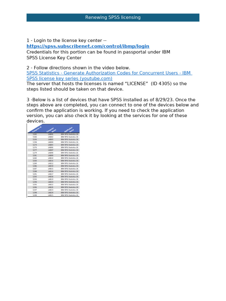 Renew SPSS License: Step-by-Step Guide | PDF | Technology & Engineering