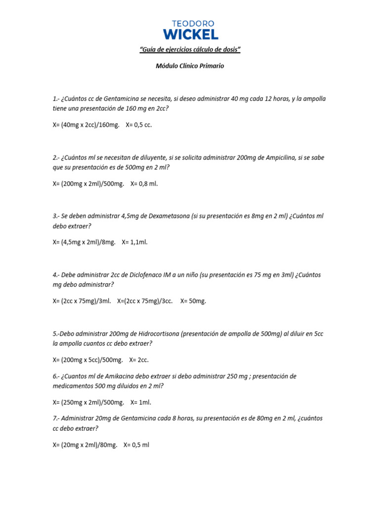 Cálculo de Dosis de Medicamentos | PDF | Drogas