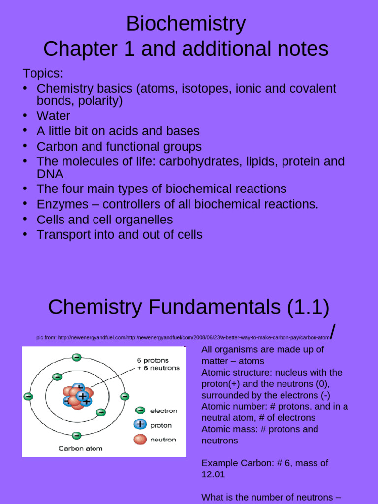 Biochemistry - Notes | PDF | Chemical Polarity | Chemical Compounds