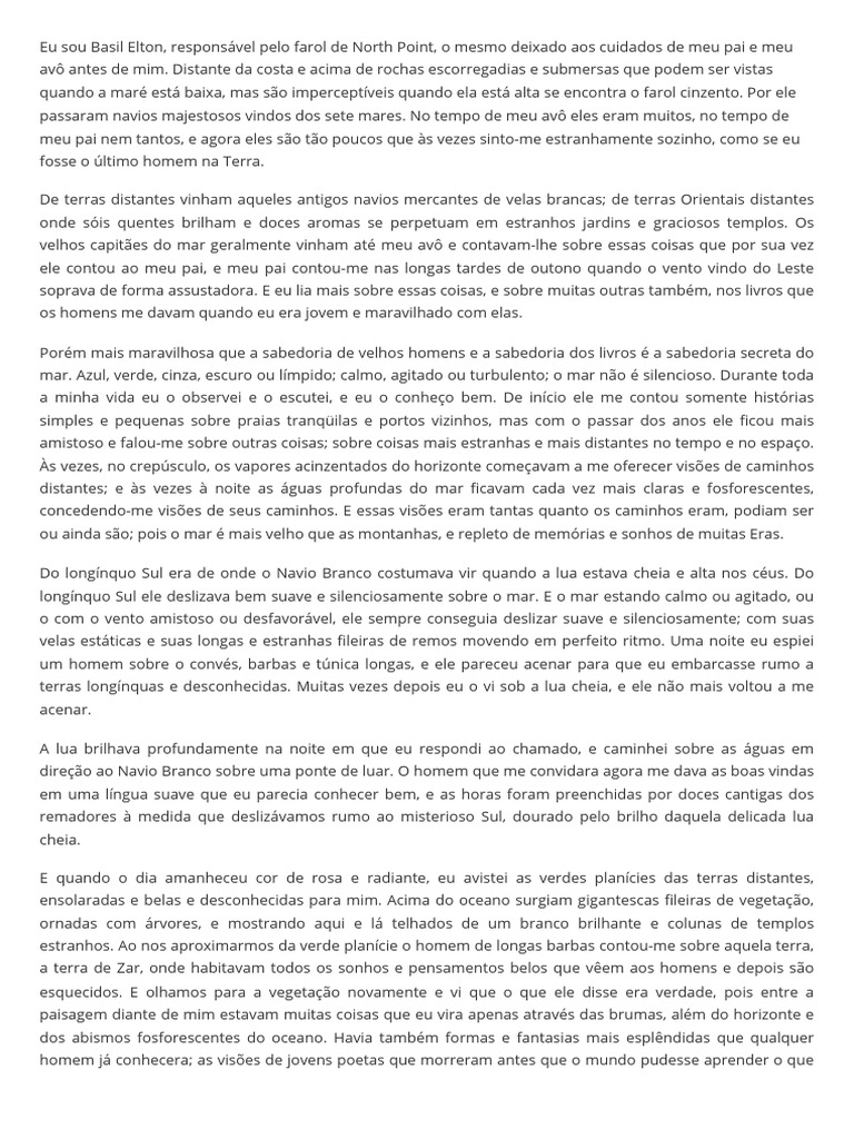 H. P. Lovercraft - O Navio Branco | PDF | Mar | Lua