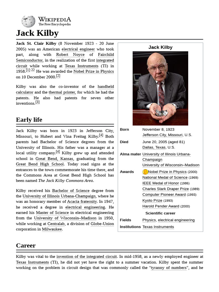Jack Kilby | PDF | Computer Engineering | Electronic Engineering