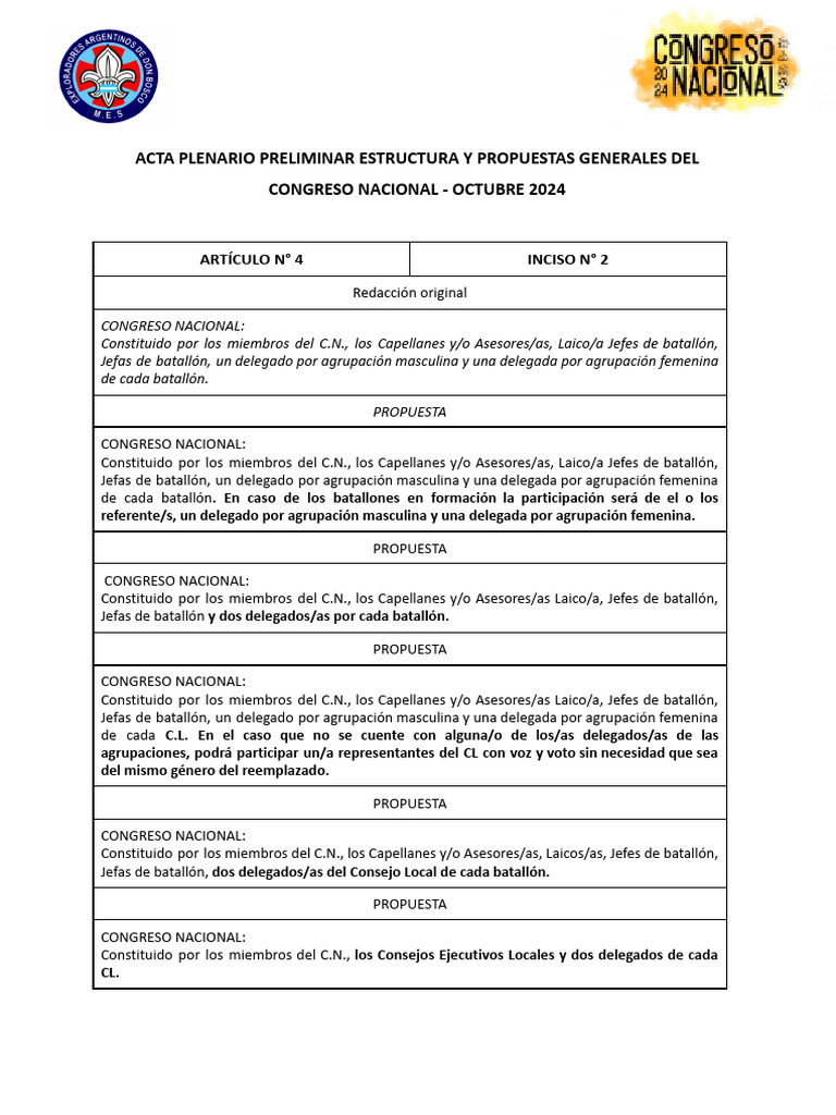 Acta Preliminar - Estructura | PDF