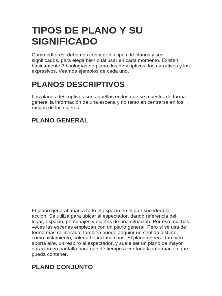 Tipos de Plano y Su Significado | PDF | Composición (artes visuales ...