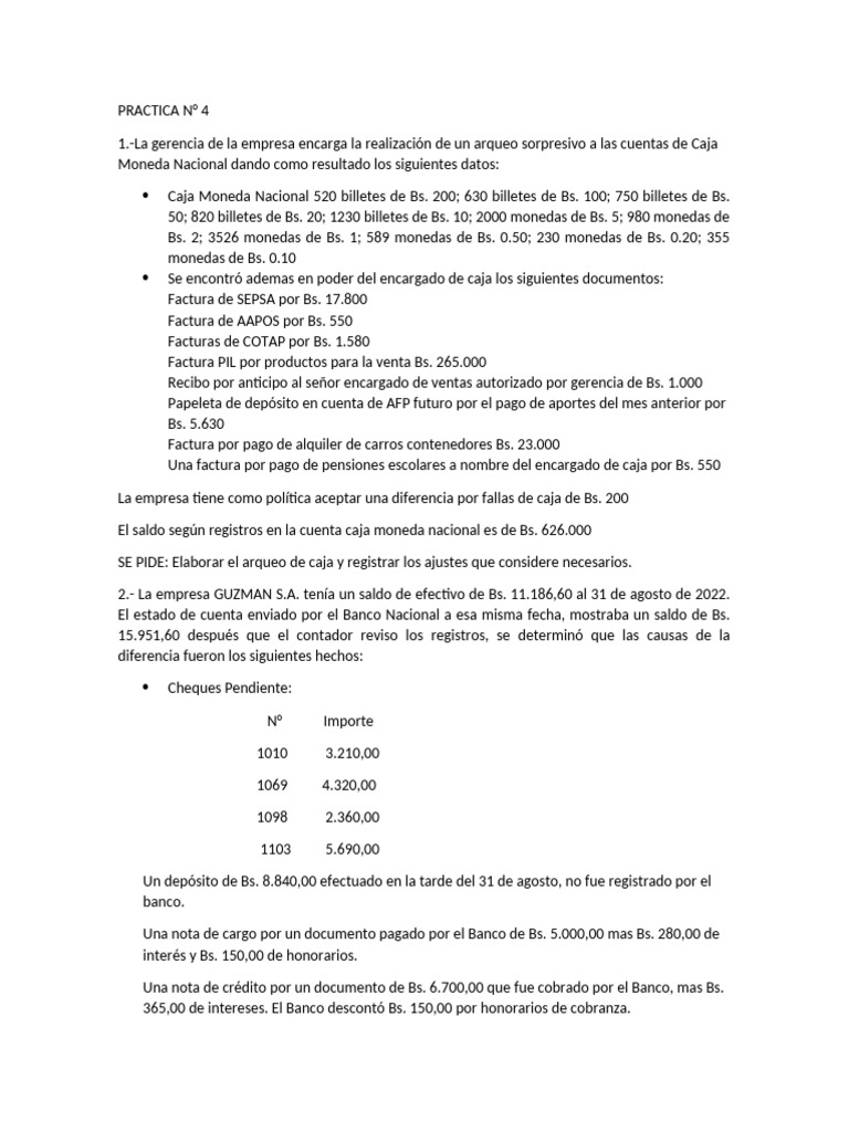 PRACTICA N 4 Conta 2 | PDF | Bancos | Industrias de servicio