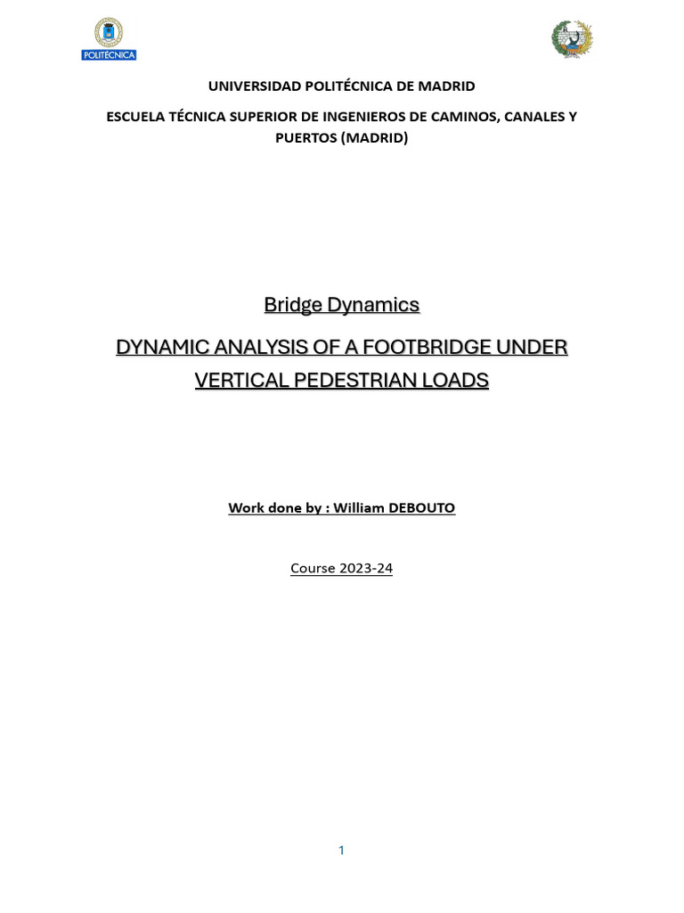 Dynamic Analysis of A Footbridge Under Vertical Pedestrian Loads | PDF ...