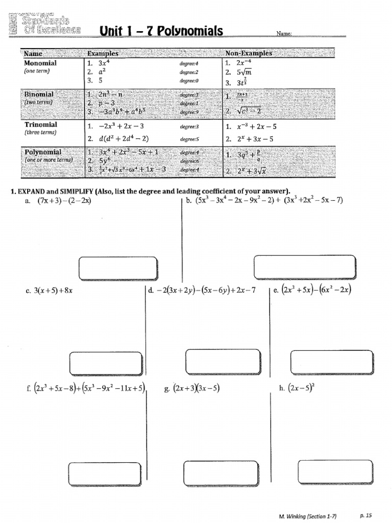 Asyah Henry - Unit 1 - Polynomials | PDF