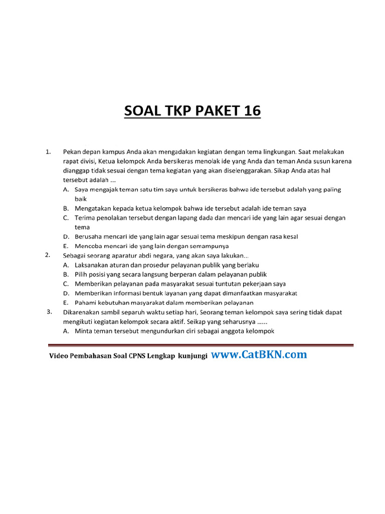 Soal TKP Paket 16 | PDF