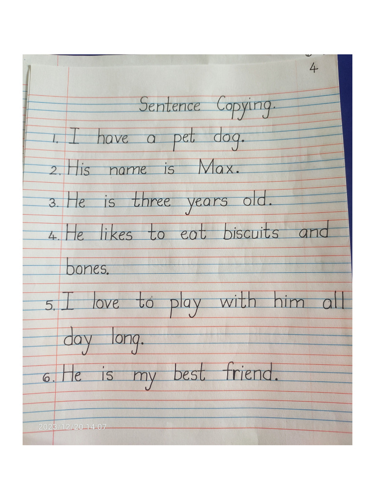 SR KG Sentence Copying (2) IS1589 | PDF