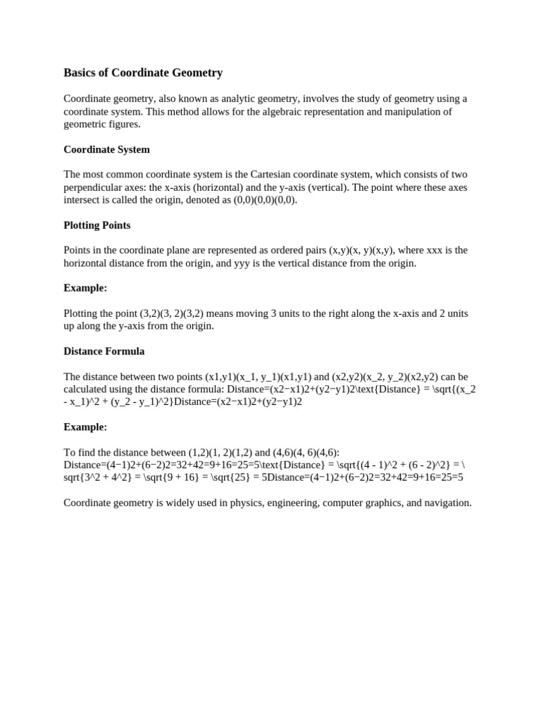 Basics of Coordinate Geometry | PDF