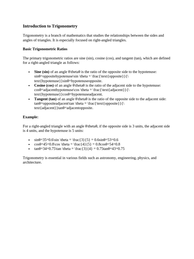 Introduction To Trigonometry | PDF
