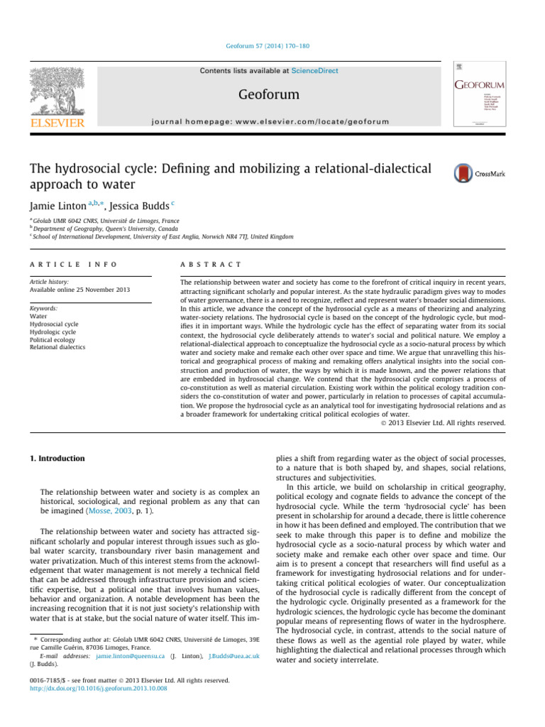Understanding the Hydrosocial Cycle | PDF | Hydrology | Earth Sciences