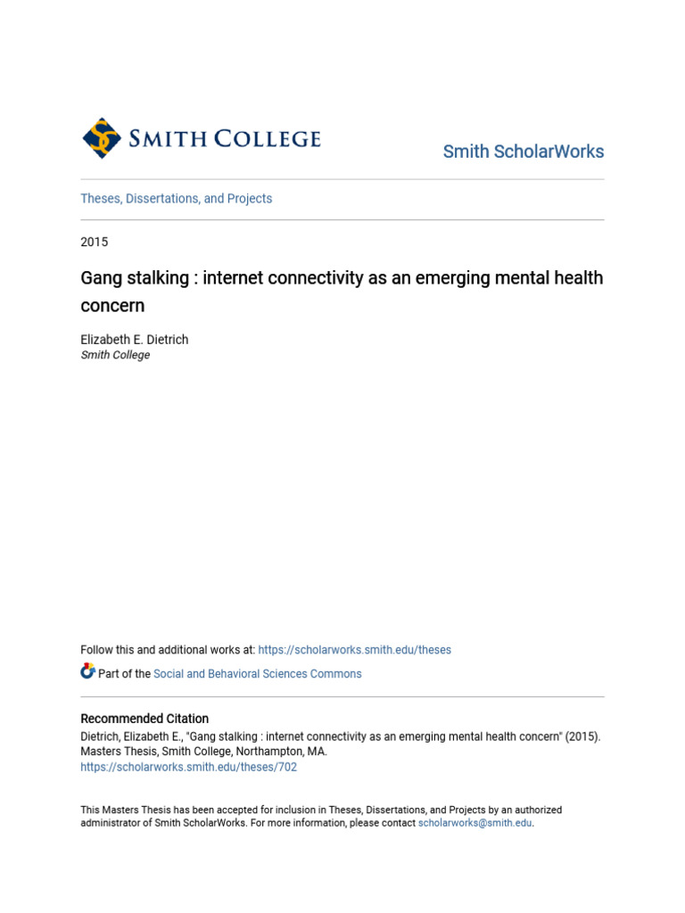 Gang Stalking - Internet Connectivity As An Emerging Mental Health ...