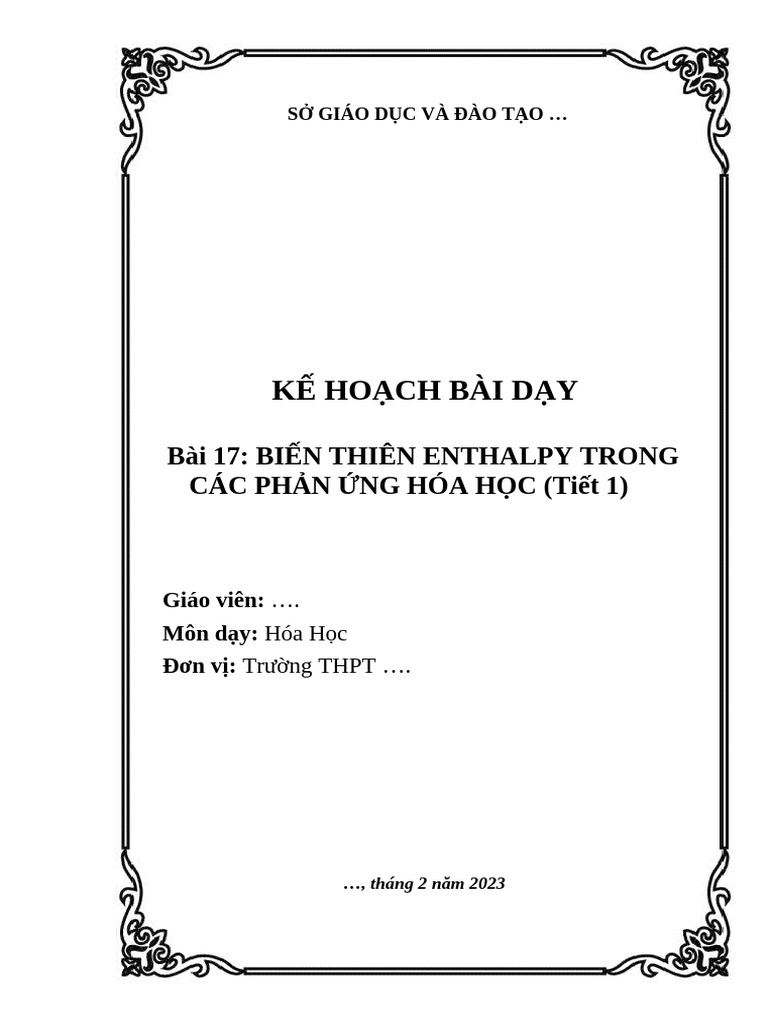 1- KHBD - Bài 17 - Biến Thiên Enthalpy Trong Các Phản Ứng Hóa Học | PDF