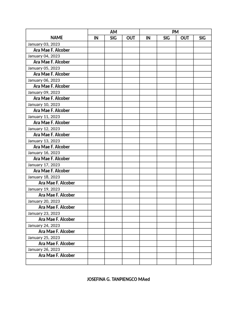 January 2023 Attendance Records | PDF | Sports & Recreation