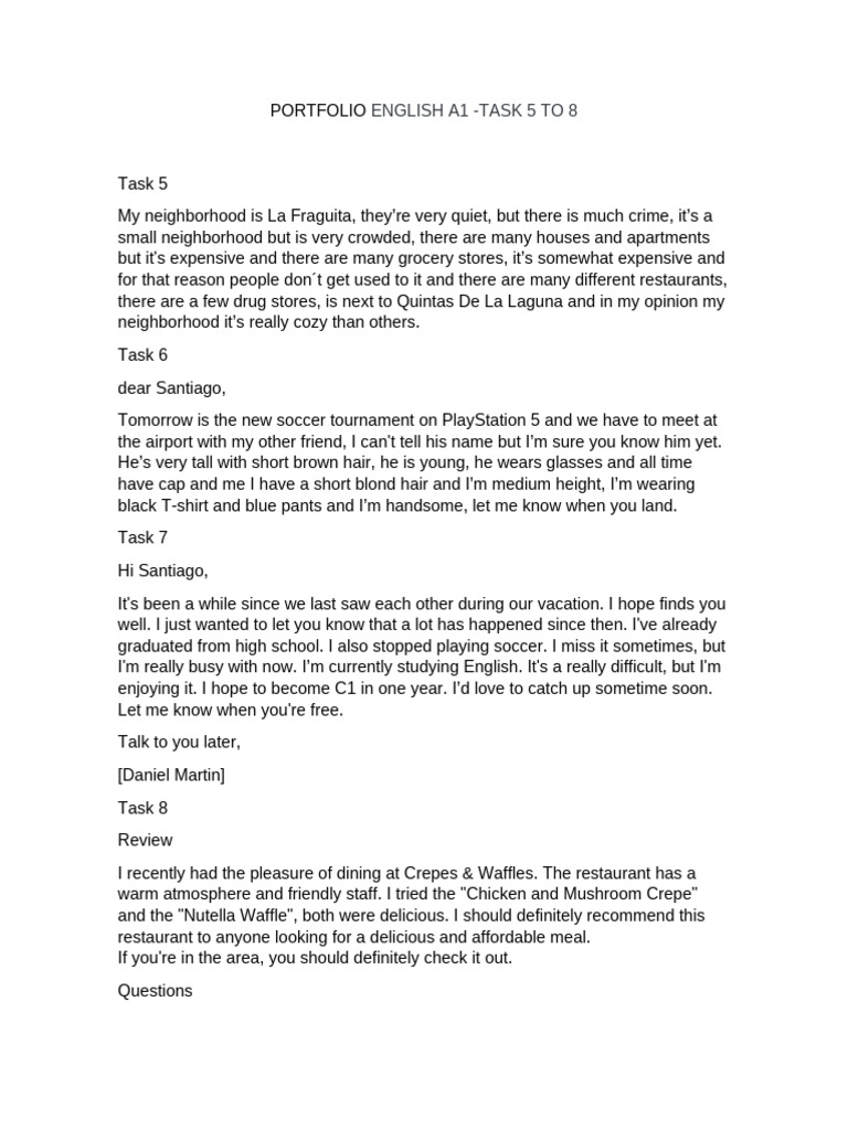 Portfolio English A1 | PDF