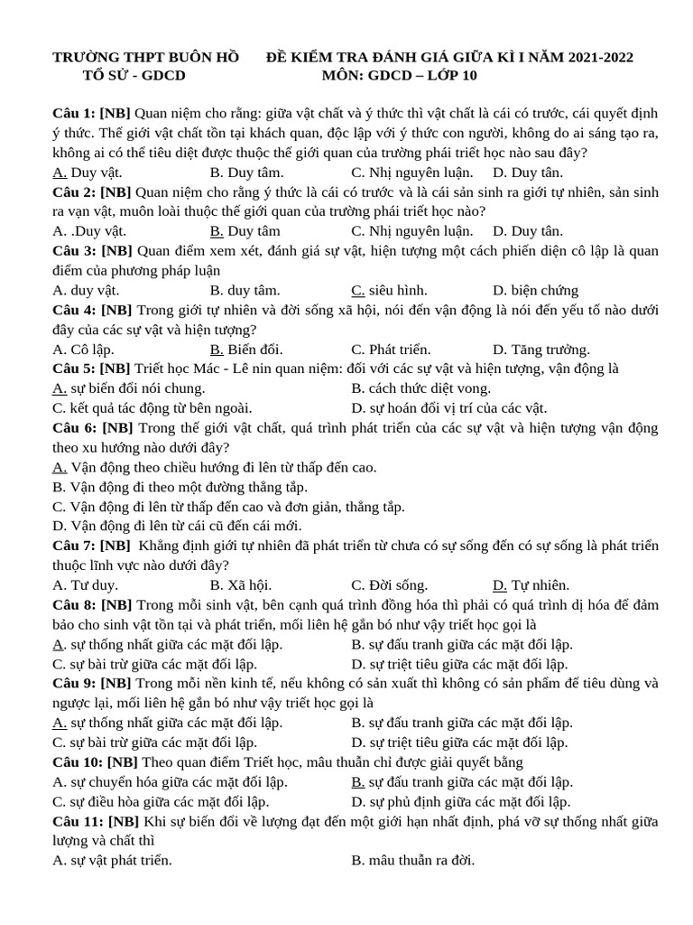 Đề 2 - GDCD10 | PDF