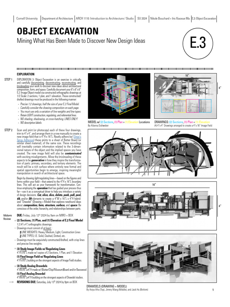 ARCH 1110 - E3 - Object Excavation (HANDOUT) | PDF | Drawing