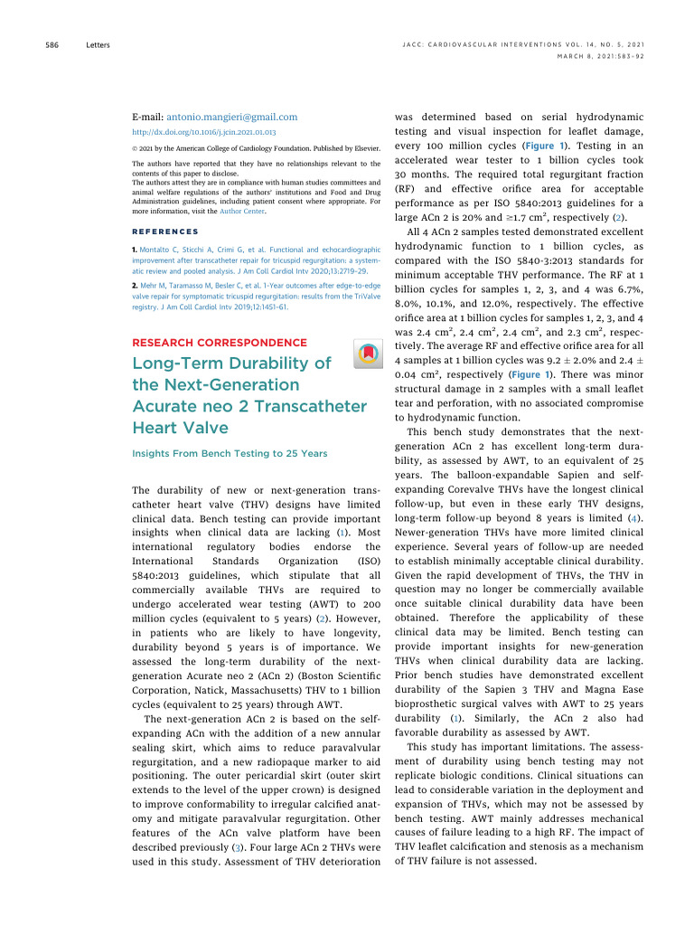 Webb Et Al 2021 Long Term Durability of The Next Generation Acurate Neo ...