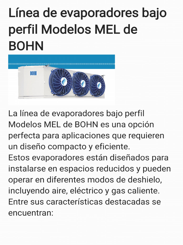 Línea de Evaporadores Mel de BOHN | PDF