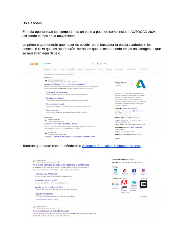 INSTRUCTIVO - Instalación de AutoCAD | PDF | Cad automático | Informática