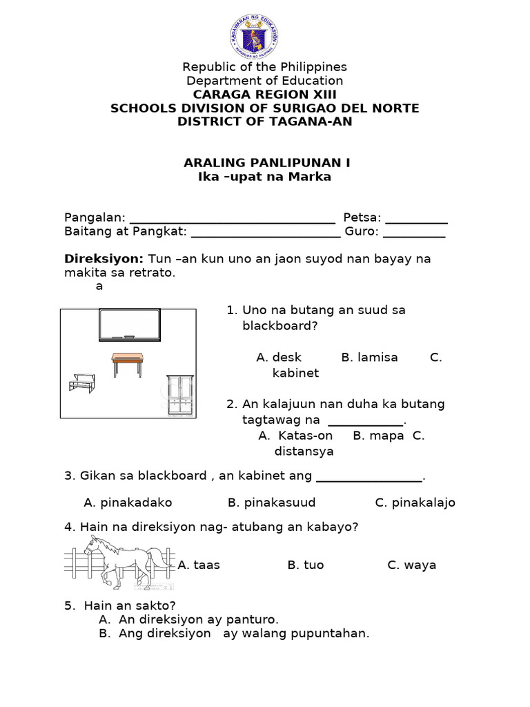 PT - Araling Panlipunan 1 Q4 | PDF