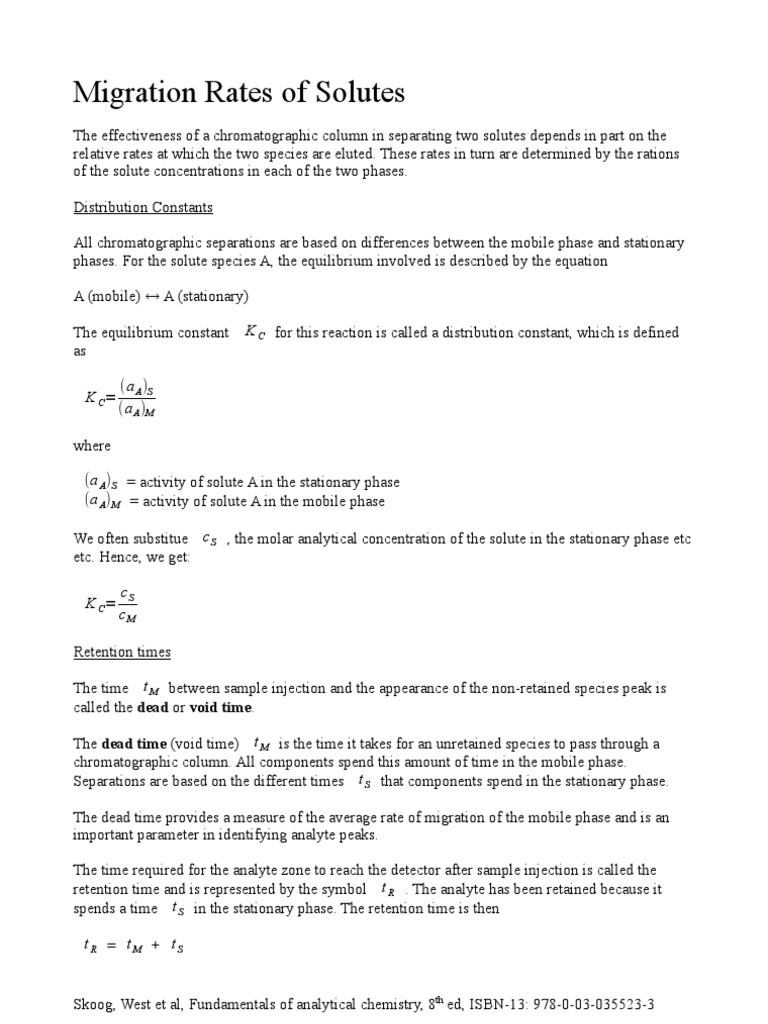 Understanding Migration Rates in Chromatography | PDF | Elution ...