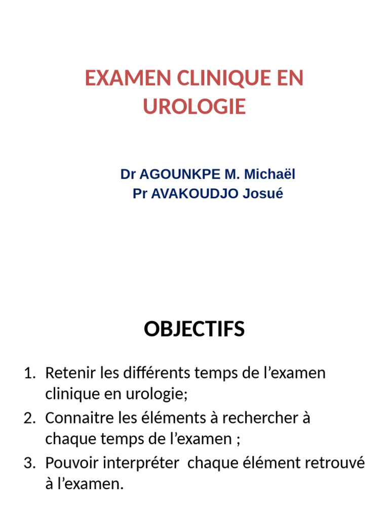Examen Clinique en Urologie FSS 2022 | PDF | Prostate | Appareil urinaire