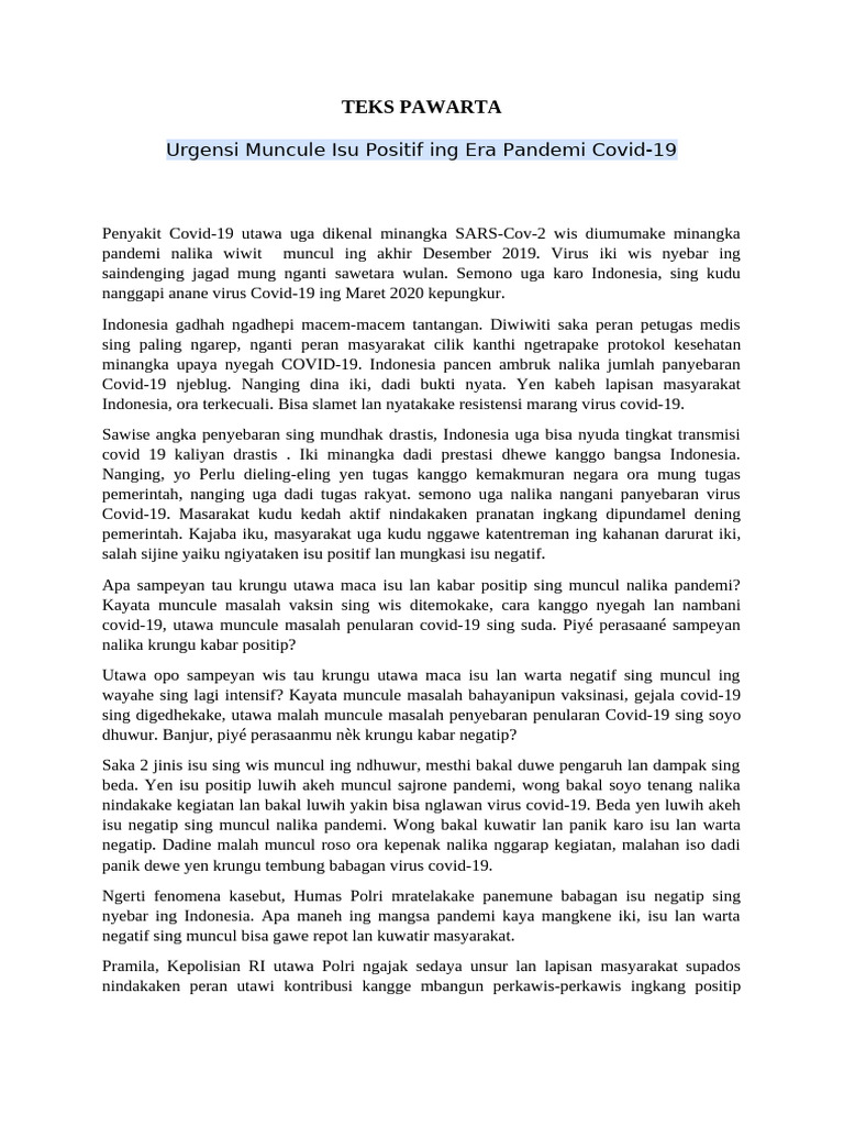 TEKS PAWARTA Oleh Daffaputera | PDF