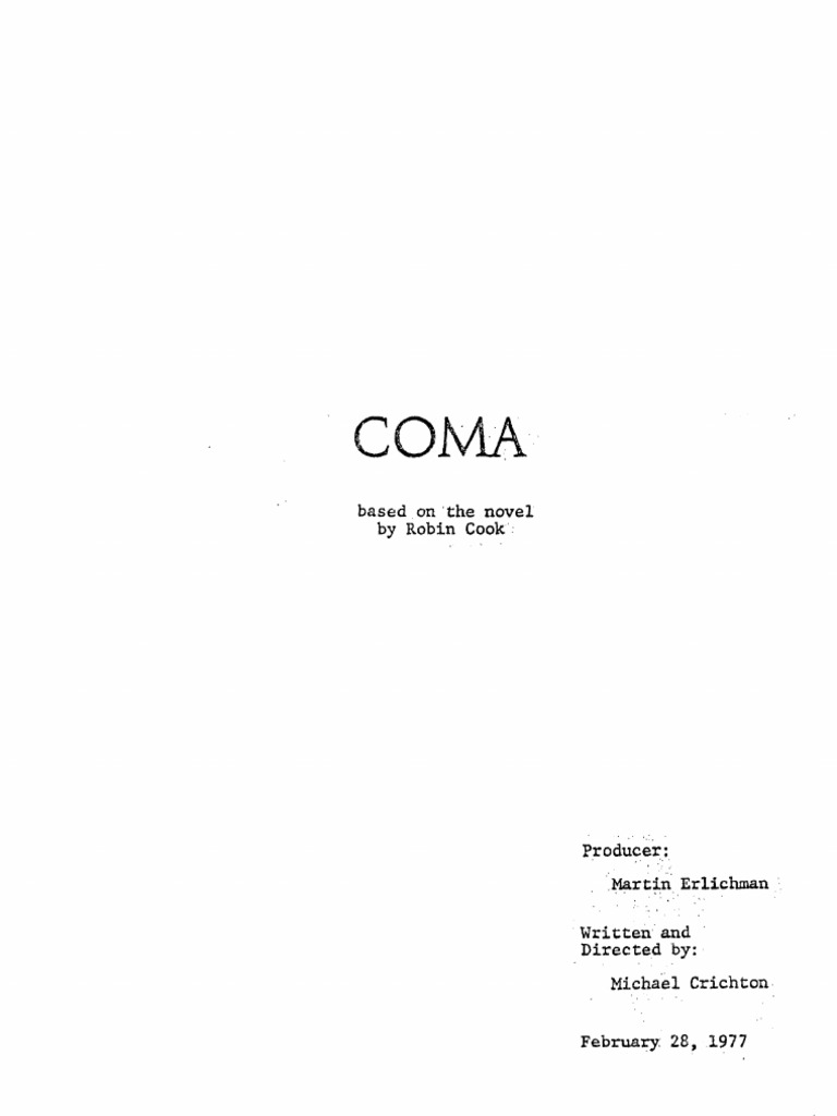 Coma (1978) Screenplay - 2.28.1977 - Crichton | PDF