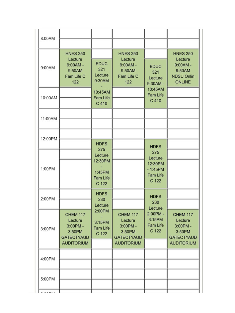 Class Schedule | PDF