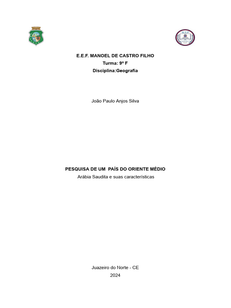 Exemplo de Capa de Trabalhos | PDF