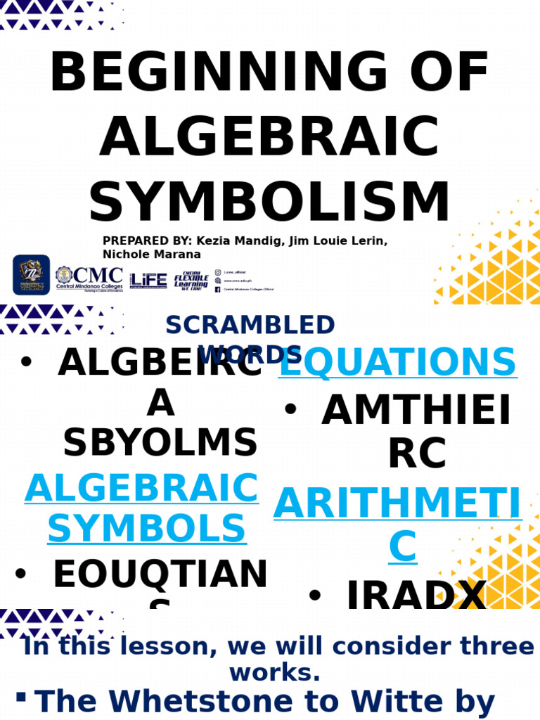 Algebraic Symbolism | PDF | Numbers | Algebra