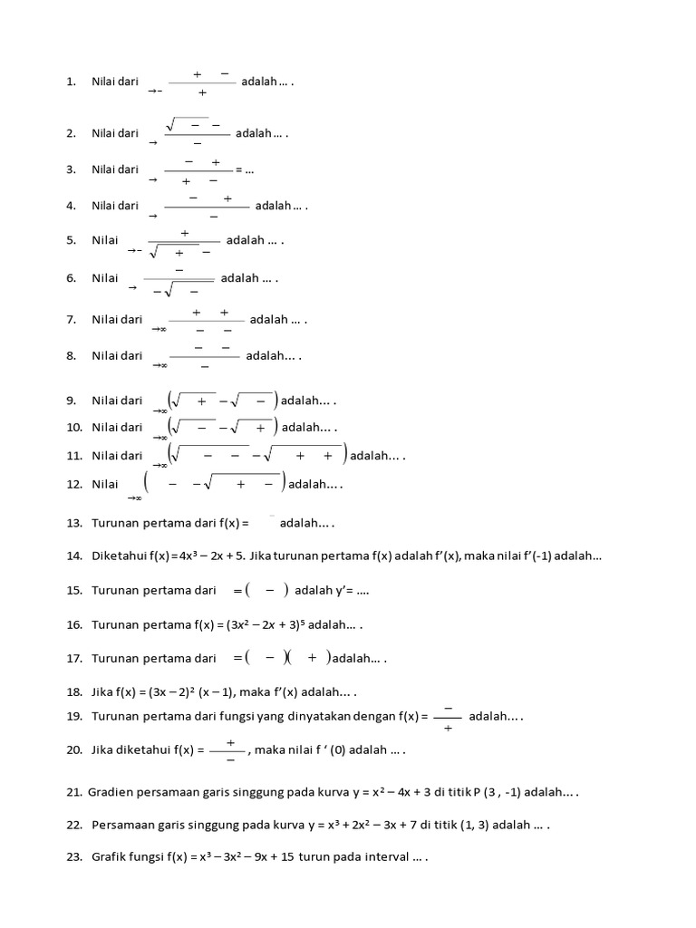 Latihan Pat Math Wajib Xi Sem 2 2019 | PDF