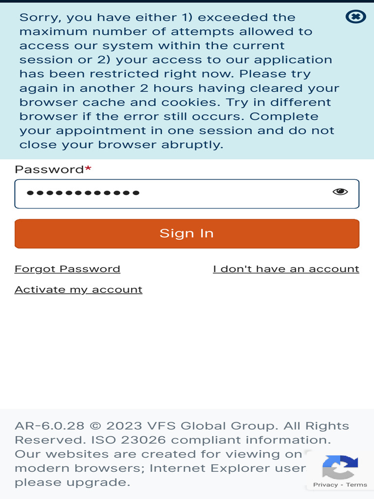 Login VFS Global | PDF