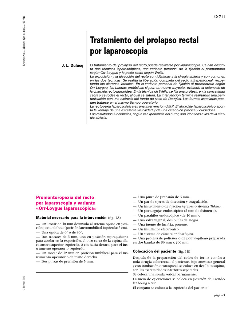 Tratamiento laparoscópico del prolapso rectal | PDF | Medicina CLINICA