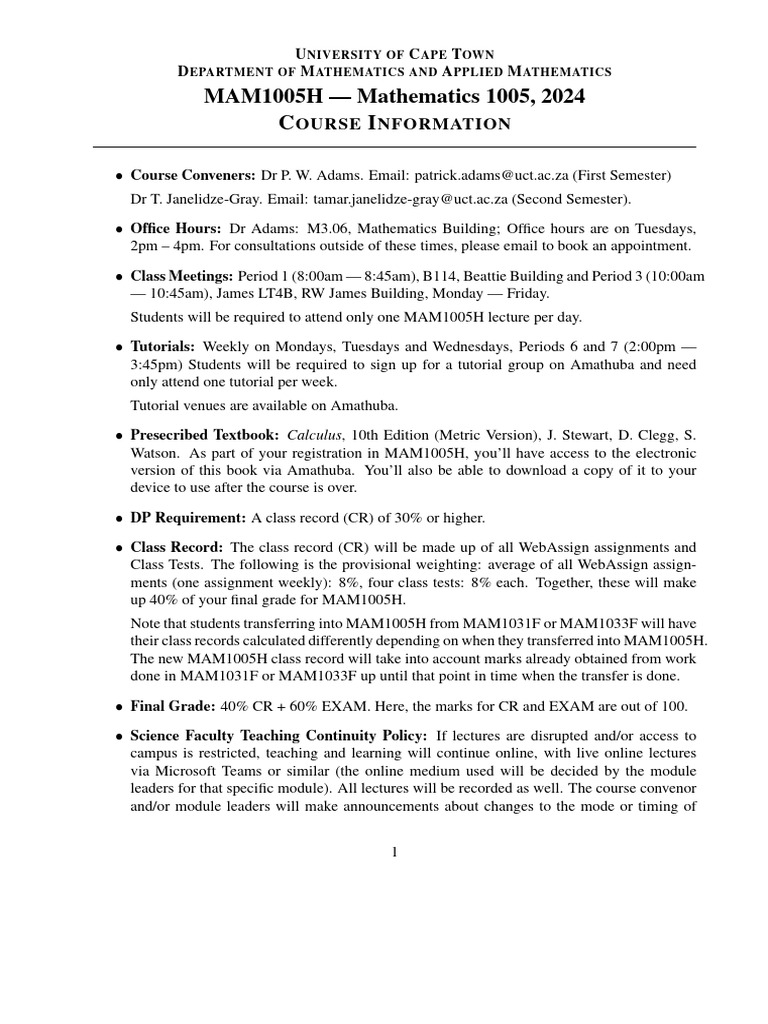 MAM1005H Courseinfo | PDF | Career & Growth