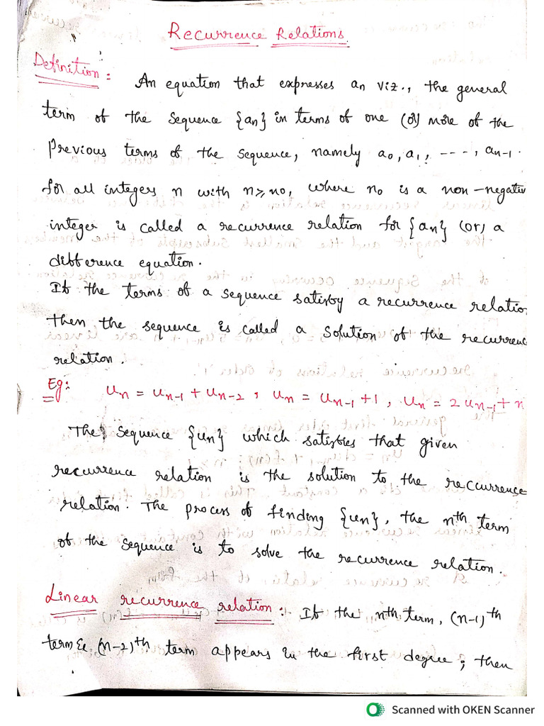 Reccurence Relations | PDF