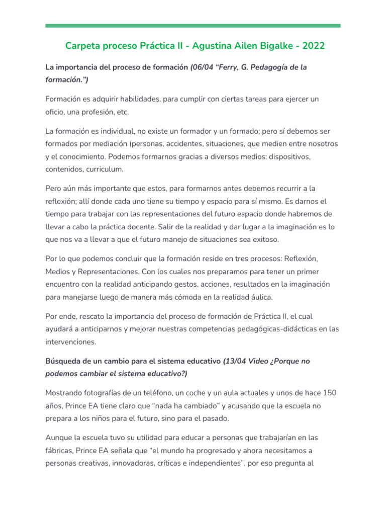 Carpeta Proceso Practica 2 | PDF | Enseñando | Aprendizaje