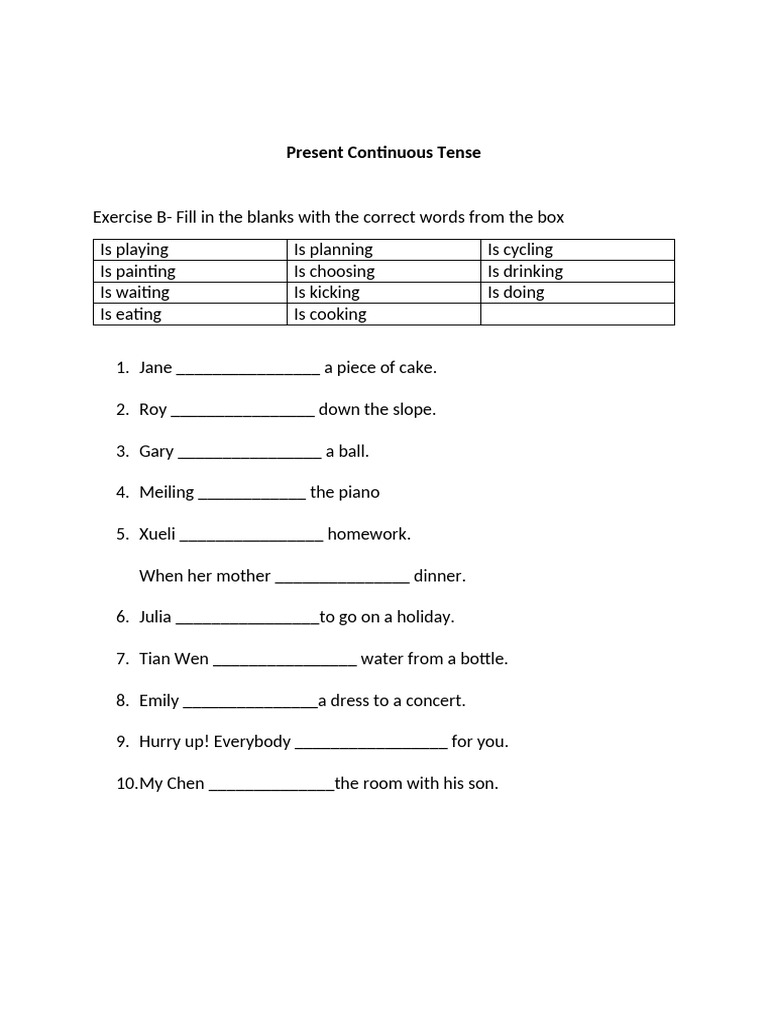 Present Continuous Tense | PDF